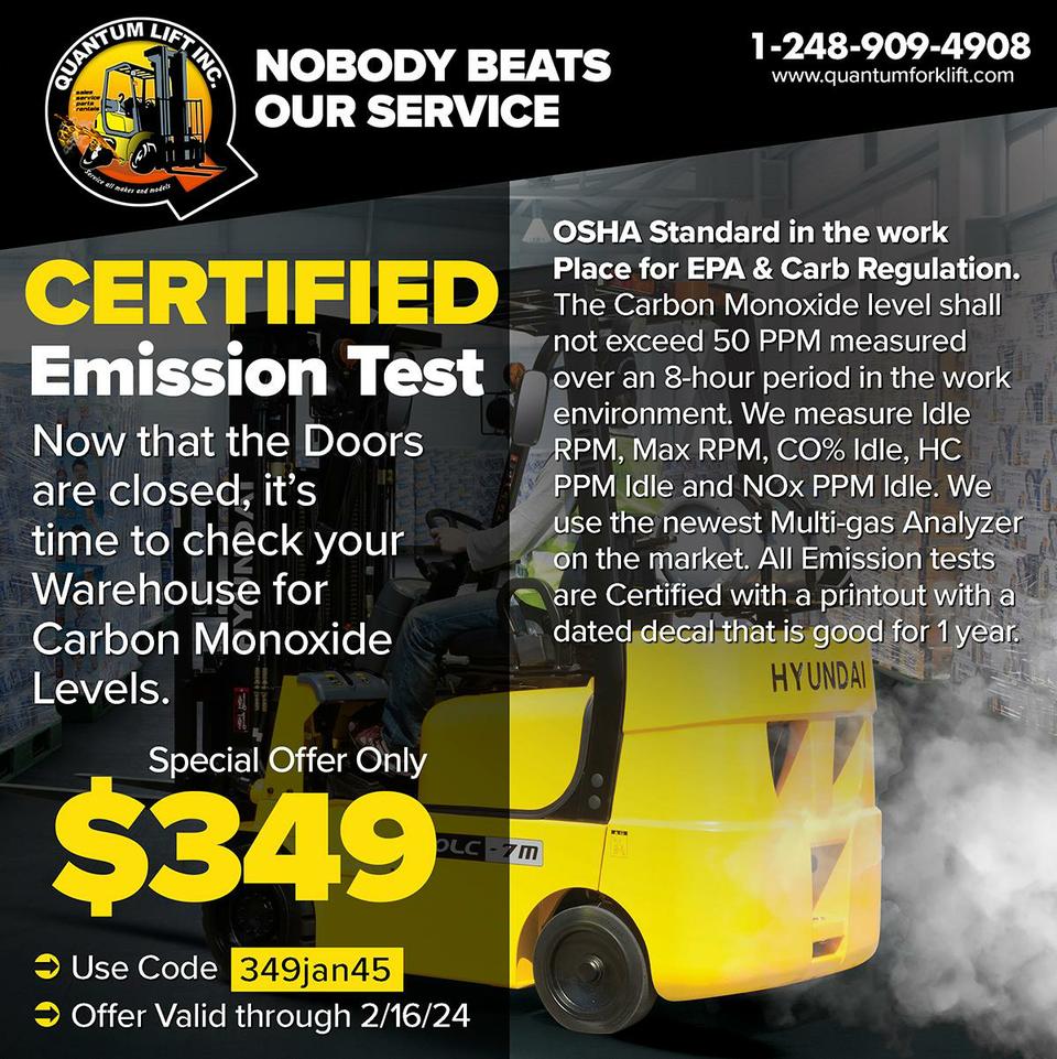 Certified Emission Testing Special Quantum Forklift